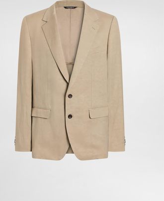 Dolce & Gabbana Sakko Martini Light Aus Leinen Mit Einreihigem Design - Mann Anz&uuml;ge Und Blazer Beige 46