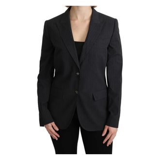 Dolce & Gabbana Gestreifter Grauer Blazer mit Kn&ouml;pfen - - Jackets - Damen - Grau - L