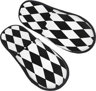Generic Pantoufle Diamants Noirs Et Blancs Slippers Maison Chauds Chausson Pour Unisex Chambre Ext&eacute;rieur L