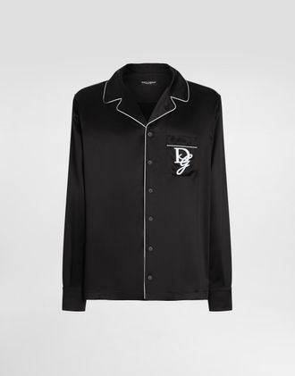 Dolce & Gabbana Hemd Vanity Aus Seide Mit Logostickerei - Mann Hemden Schwarz Seide 37