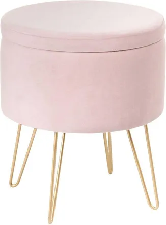 Beliani Pouf mit Stauraum SILAS Samtstoff Pastellrosa