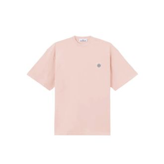 Stone Island Homme, Tops, Rose, Taille: M T-shirt coupe droite avec &eacute;cusson Compas