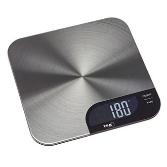 TFA Dostmann Balance de cuisine numérique Cheesecake, 50.2006.60, facile à nettoyer, fonction de pesée tare, support antidérapant, jusquà 5 kg, en acier inoxydable