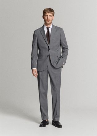 Mango Pantalon de costume London regular-fit gris - Homme - 38 - MANGO MAN