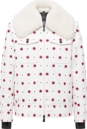 Moncler Moncler Larient Geometric Pattern Down Shirt Jacket, Women, White, Size: 0