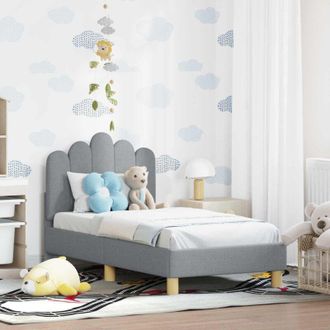 vidaXL vidaXL Cadre de lit pour tout-petit avec t&ecirc;te de lit Gris clair tissu