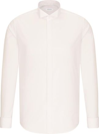 Seidensticker Herren Business - Hemd - Shaped Fit - B&uuml;gelfrei - Kl&auml;ppchen Kragen - Langarm - Umschlagmanschette - 100% Baumwolle Wei&szlig; (Weiss) 45