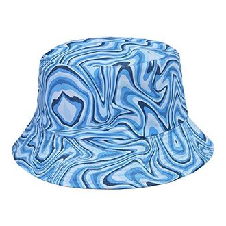 Generic Chapeau de p&ecirc;cheur double face pour homme et femme avec visi&egrave;re pare-soleil Tie Dye, bleu, Taille unique