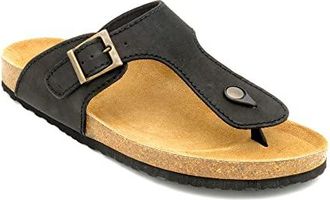 Morxiva Made in Spain - Sandales en Cuir Nubuck pour Hommes, avec Semelle en liège et Semelle en Cuir Souple - Fabriqué en Espagne. 18014 Noire eu45