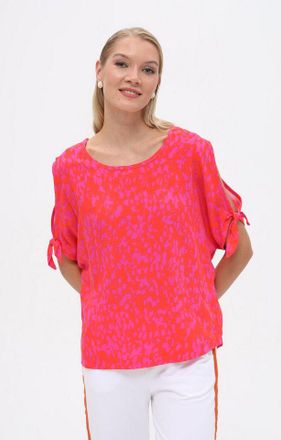 Passioni Blusentop mit abstraktem Print und Bindedetails