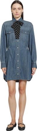 Valentino Scarf-detailed Denim Mini Dress