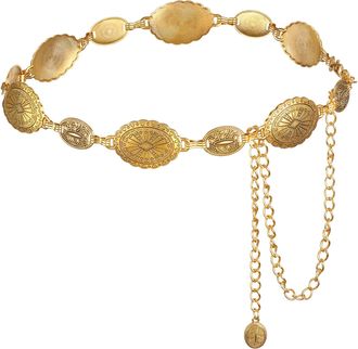 Dreshow Western Metall Concho G&uuml;rtel f&uuml;r Damen Cowgirl Boho Concho G&uuml;rtel Verstellbare Gold Vintage Taillenkette f&uuml;r Damen f&uuml;r Kleider Jeans Country Konzerte