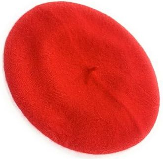 Caprilite B&eacute;ret uni en laine chaude pour femme Style fran&ccedil;ais, Rouge, taille unique