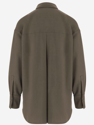 Ql2 Quelledue Womens Shirt Gladys Wool Blend Beige Virgin