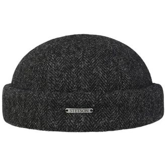 Stetson Bonnet Docker Lavoy Herringbone Wool Homme - Made in The EU Casquette Style pour lhiver avec Revers, Bonnets Docker, Doublure Hiver Automne-Hiver - XX