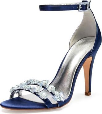 Generic Chaussures De Mariage Femmes Mariée Sexy Open Toe High Heels Bureau Travail Soir Hauts Sandale 10.5Cm,Dark Blue,39 EU