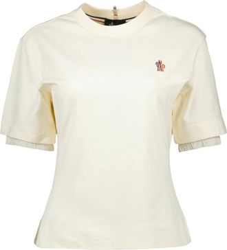Moncler Femme, Tops, Beige, Taille: 40 FR Logo T-shirt