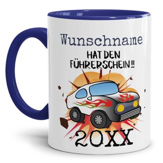 Tassendruck Tasse mit Name & Jahr Personalisieren - Name hat den F&uuml;hrerschein - Auto - Tassen Bedrucken, F&uuml;hrerscheinpr&uuml;fung bestanden | Personalisiertes Geschenk