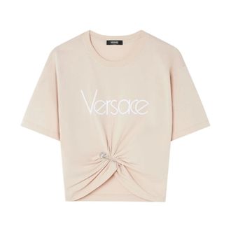 Versace Femme, Tops, Rose, Taille: 38 FR T-shirt court avec &eacute;pingle de s&ucirc;ret&eacute;