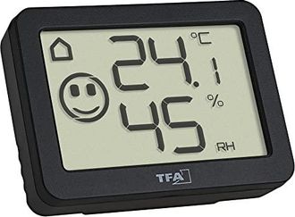 TFA Dostmann Mini Thermo-Hygrometer digital, 30.5055.01, Innentemperatur und Luftfeuchtigkeit, zur Raumklimaüberwachung, schwarz