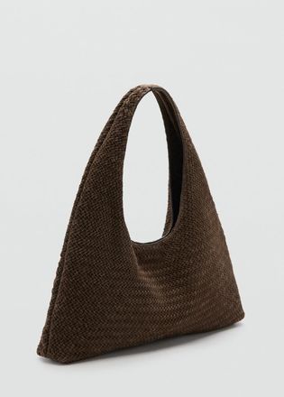 Mango Sac port&eacute; &eacute;paule cuir tress&eacute; marron - Femme - Taille unique - MANGO