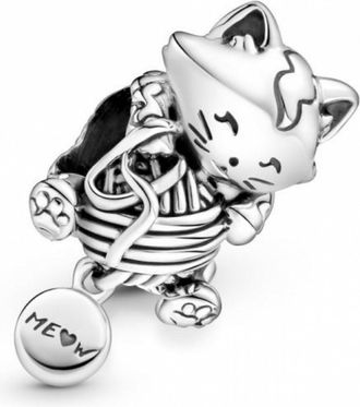 Pandora K&auml;tzchen & Garnkn&auml;uel Charm in Sterling Silber Moments Collection