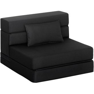HOMCOM Fauteuil convertible 1 place - HOMCOM - pliant - coussin - pour invit&eacute;s, salon, petit espace - tissu flanelle - 210x80x15cm - noir