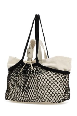 Balenciaga Womens Two-Tone Canvas And Mesh Medium 24-7 Shopping Bag Washednatblklblk Borse A Mano