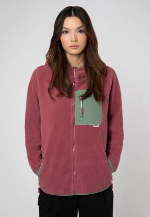 Sublevel Fleecejacke Damen Teddyfleecejacke mit Brusttasche und Kapuze Fleecejacke Outdoorjacke Kuscheljacke