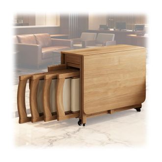 Generic Massivholztisch, K&uuml;chen- und Esszimmerset, Kompaktes faltbares Design, Einfach zu montieren, Klappbarer Esstisch for Zuhause, K&uuml;che, Esszimmer