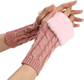 Generic Gants thermiques pour femme - Gants chauds coupe-vent &eacute;lastiques - Gants noirs doubl&eacute;s chauds - Gants thermiques dext&eacute;rieur - Mitaines pour femme (ros