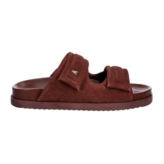 Patrizia Pepe Femme, Chaussures, Brun, Taille: 36 EU Tongs D&eacute;tail Logo en Daim