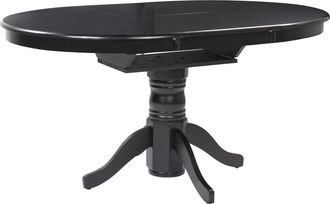 Beliani Esstisch schwarz oval ausziehbar 106/150x106 cm Holzbeine Mittelfuß Skandi Akron