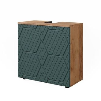 Vicco Meuble sous lavabo Irma, Chêne de Force doré/Vert, 60 x 59 cm