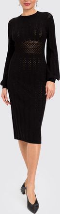 Twinset Slim-Fit Midi-Strick-Etuikleid mit durchbrochenen Details