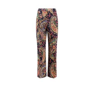 Etro Stretch Cady Bootcut-Hose mit floralem Paisley-Motiv - - Trousers - Damen - Mehrfarbig - S