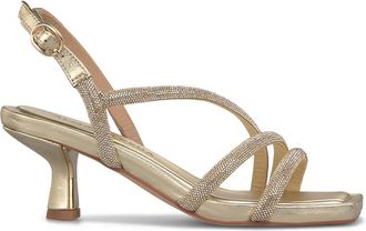 Alma En Pena Alma EN Pena, Femme, Chaussures, Jaune, Taille: 35 EU Metallic Diagonal Strappy Sandal