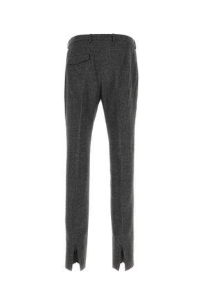 Gucci Mens Melange Charcoal Wool Pant Blackwhite Exterior: Pantaloni