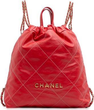 Chanel Pre-owned Sac &agrave; dos &agrave; cordon - Femme - Pre-owned - Rouge - Taille: ONE Size
