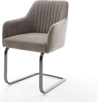 DELIFE Freischwinger Greg-Flex Strukturstoff Soft Taupe Freischwinger flach Graphit Taschenfederkern, Esszimmerst&uuml;hle