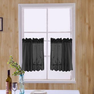 Generic K&uuml;chen-Kaffeevorhang, Spitzenvolant, Elegante, Durchsichtige Fensterdekoration f&uuml;r K&uuml;che, Wohnzimmer, 74 X 90 cm, Polyesterfaser (180.54)