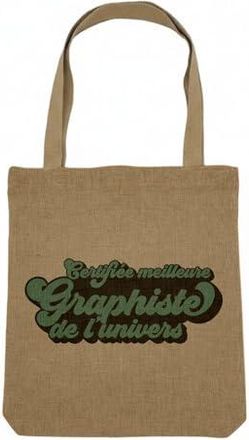 Fabulous Sac Shopping Tote Bag Aspect Lin - Certifi&eacute;e meilleure Graphiste de lunivers Graphisme Creation Design - Sac de Courses Toile Epaisse 360g Beige Natur