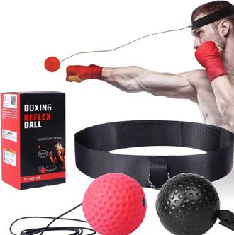 Generic Reflexball - Boxball, Reflex Ball, Boxtraining Ball, Boxb&auml;lle, 2 B&auml;lle + 1 Stirnb&auml;nder, f&uuml;r Reaktion, Agilit&auml;t, Schlagtempo und Hand-Auge-Koordination