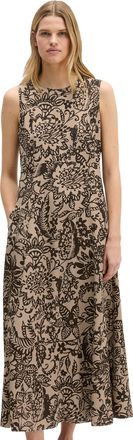 Marc O'Polo Druckkleid MARC OPOLO aus LENZING ECOVERO, Damen, Gr. 32, Normalgr&ouml;&szlig;en, schwarz braun, Obermaterial: 100% Viskose, bedruckt, slim fit wadenlang, Rundh