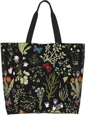 Generic Fleur &Eacute;l&eacute;gante Herbe Florale Sac &Agrave; Bandouli&egrave;re Imperm&eacute;able Sacs De Courses Pliable Sac A Main Femme Pour Voyage Travail Universit&eacute;