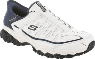 Skechers Homme Afterburn M. Fit Grill Captain Mocassin, Blanc, Bleu Marine, 42 EU X-Large