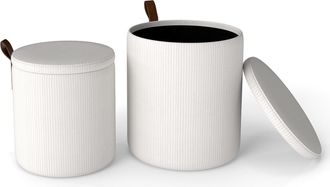 Giantex 2er Set Sitzhocker mit Stauraum, abnehmbaren Deckeln & gepolsterte Sitzkissen, Fu&szlig;hocker 40 L + 25 L, Belastbarkeit 150 KG, Fu&szlig;bank f&uuml;r Wohnzimmer, Sc