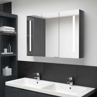 vidaXL Vidaxl - Armoire de salle de bain &agrave; miroir led 89x14x62 cm Gris brillant