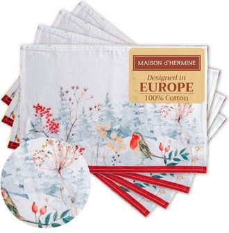 Maison d'Hermine Morzine Lot de 4 Sets de Table 100% Coton pour Table &agrave; Manger, Cuisine, Mariage, Usage Quotidien, d&icirc;ners, f&ecirc;tes de Thanksgiving, No&euml;l (33cm x 48cm)
