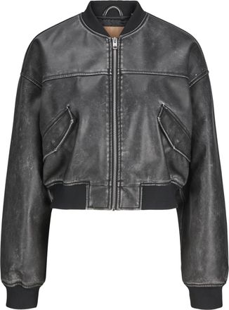 Jack & Jones Damen JXTORA PU Bomber Jacket OTW SN Kunstlederjacke, Black/Detail:RUB Off, M